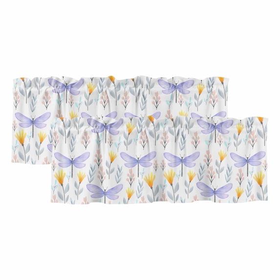 Botanical Flowers Curtain Valances for Windows, Kitchen Valance Window ...