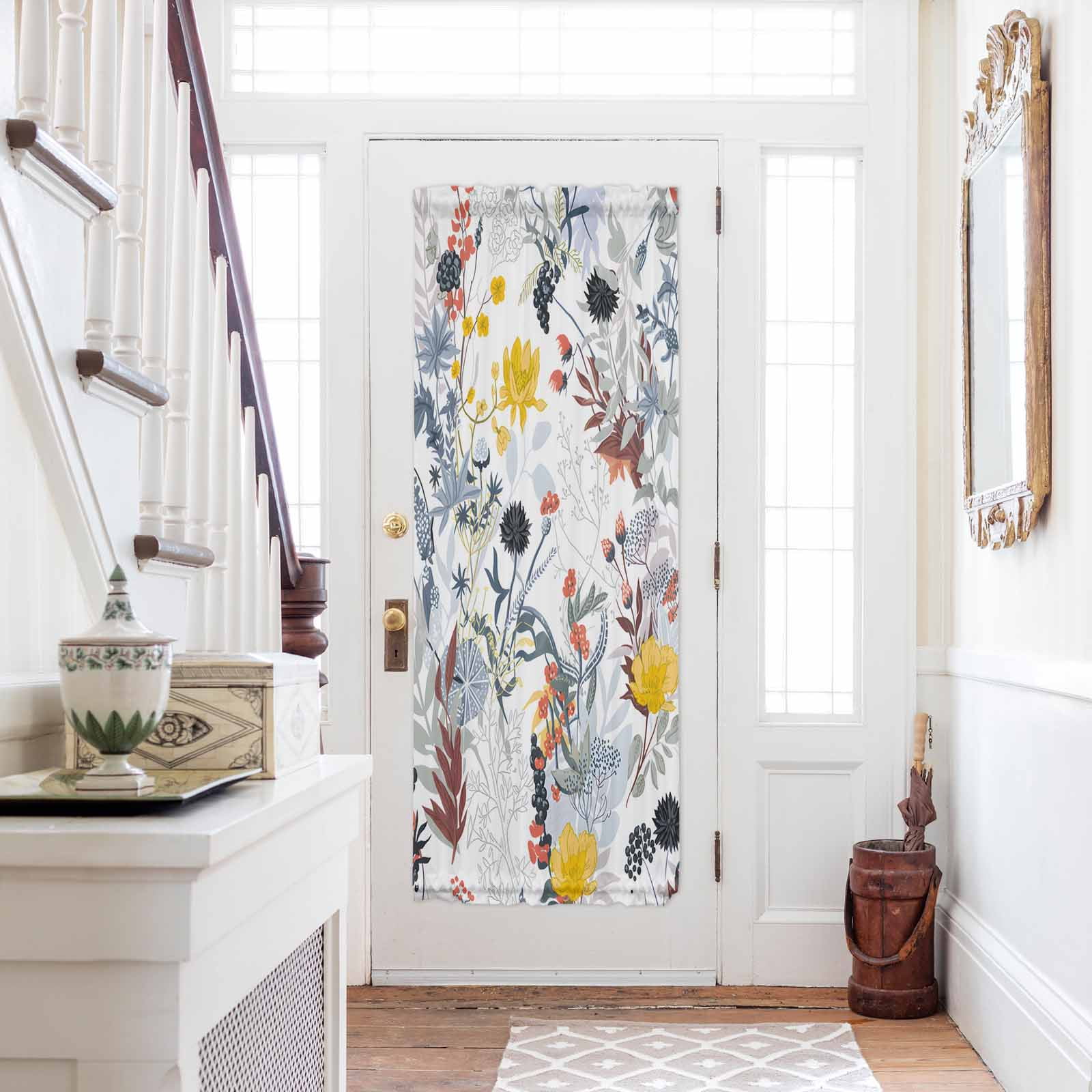 Botanical Flowers Door Curtains for Door Window, French Sidelight Front ...