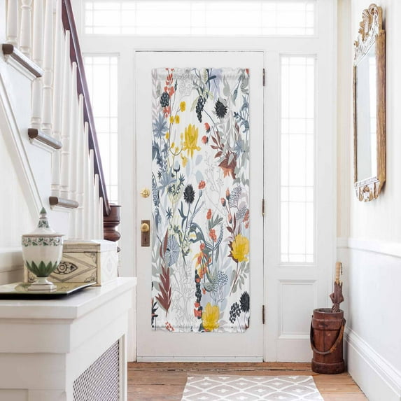 Botanical Flowers Door Curtains for Door Window, French Sidelight Front ...