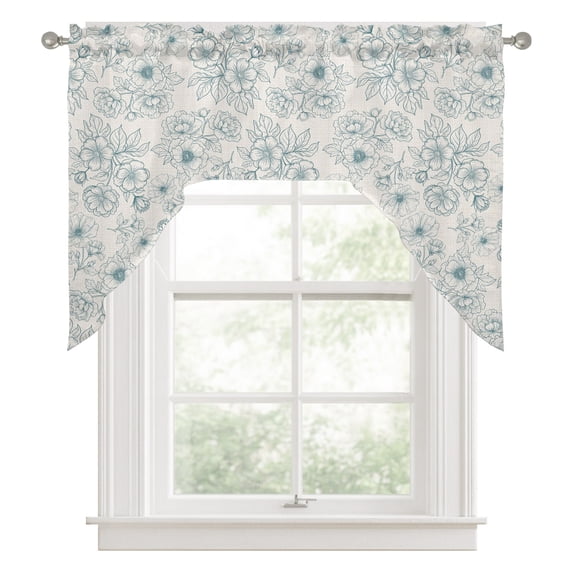Botanical Flowers Kitchen Curtains Swag Valance for Windows/Bathroom ...