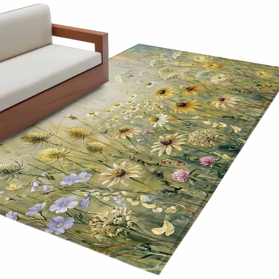 Botanical Flowers Kitchen Runner Rug 2.7x5 Washable Runners for Hallway ...