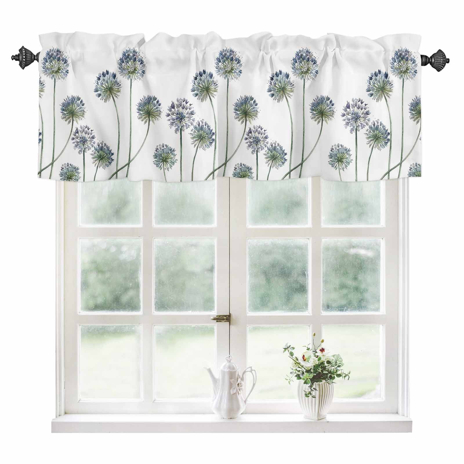 Botanical Flowers Kitchen Valances for Windows 42x12 Inch Kitchen ...
