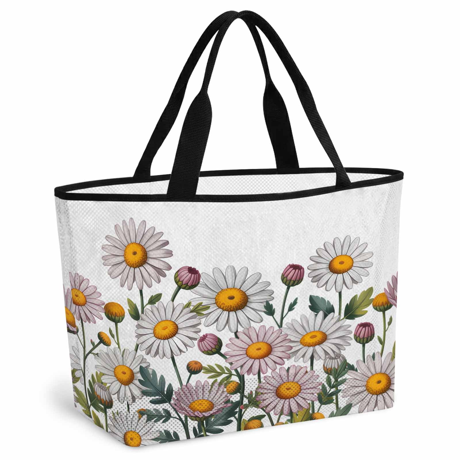 Botanical Flowers Mesh Beach Bag for Women Men,Large Beach Tote ...