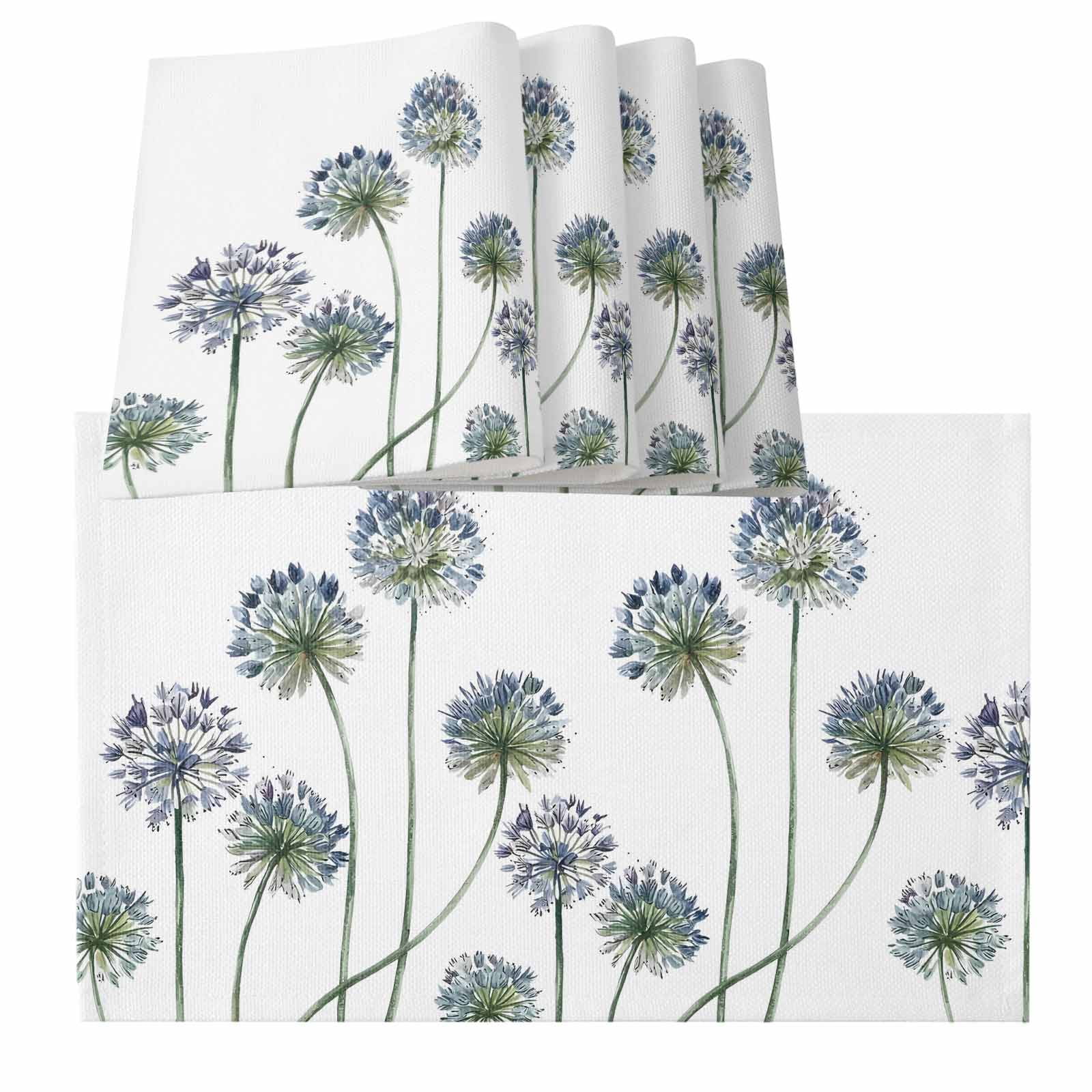 Botanical Flowers Placemats for Dinning Table Set of 4, Simple Country ...