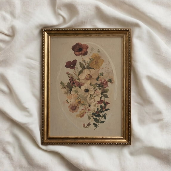 Botanical Flowers Print, Vintage Floral Aesthetic Wall Art, Unframed ...