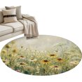Botanical Flowers Round Rug 4ft Washable Circle Entryway Rugs Non Slip ...