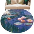 Botanical Flowers Round Rug 7ft Washable Circle Rugs Non Slip Country ...