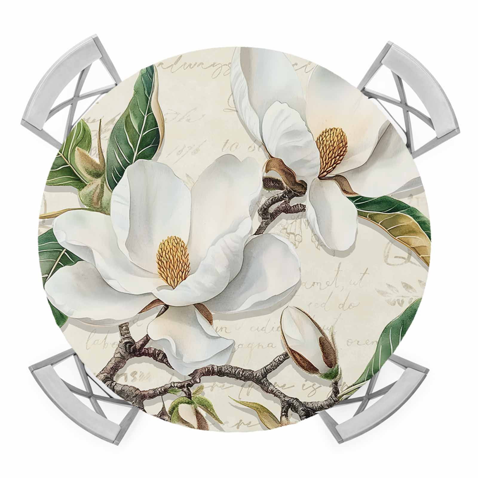 Botanical Flowers Round Tablecloth for 36-44 Inch Tables,Fitted Table ...