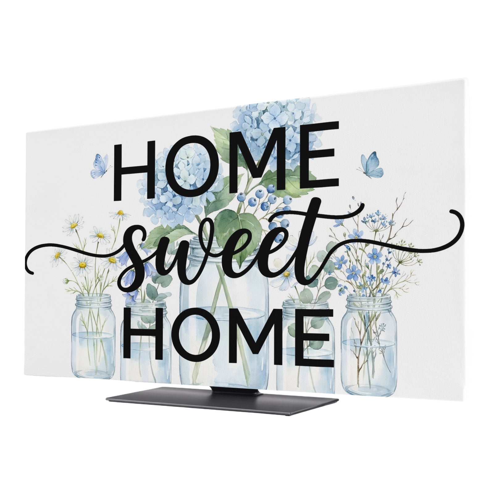 Botanical Flowers TV Cover for 32 Inch Screen,Stretch Fabric Dustproof ...