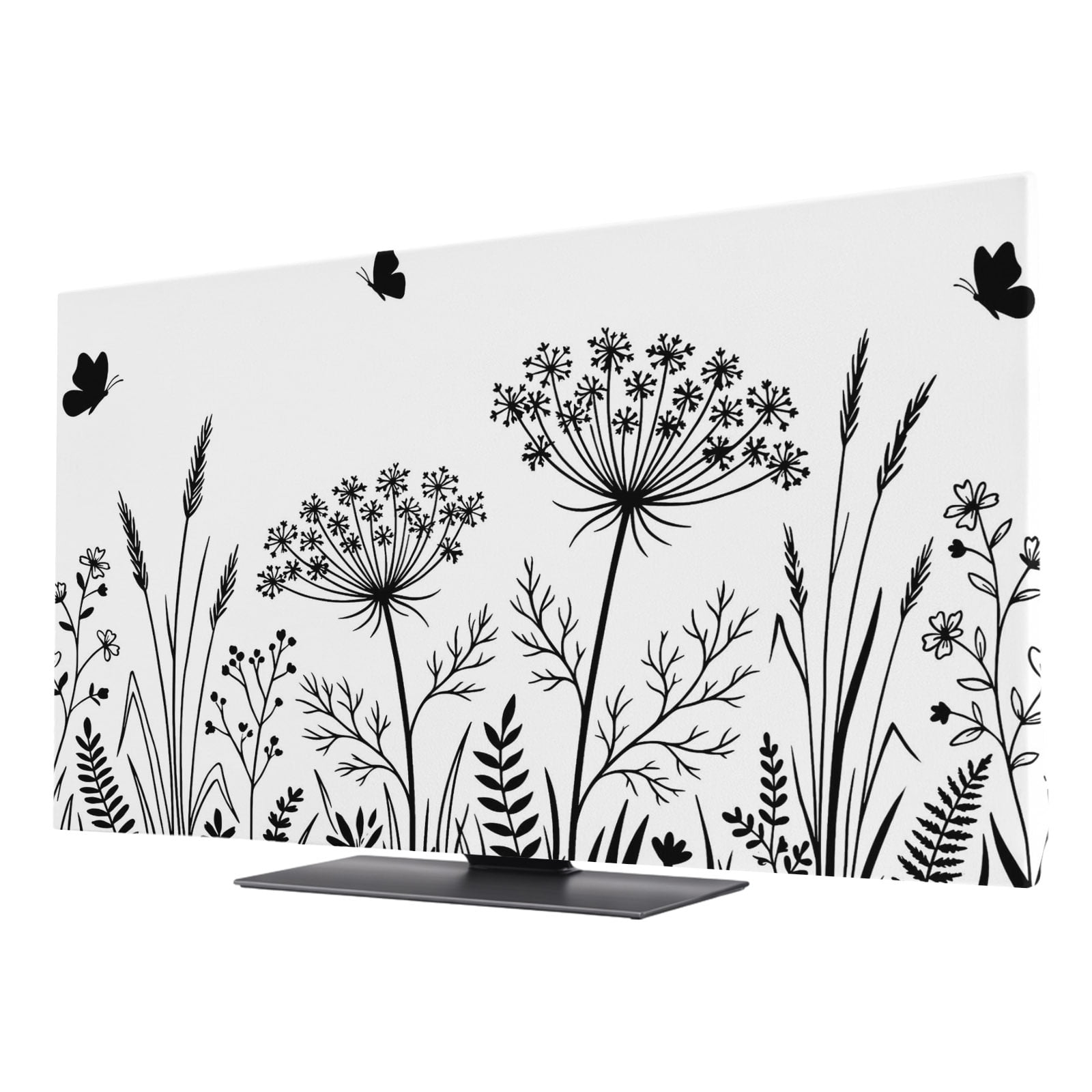 Botanical Flowers TV Cover for 55 Inch Screen,Stretch Fabric Dustproof ...