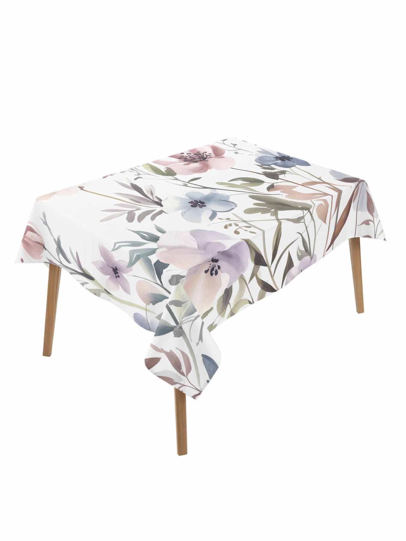 Botanical Flowers Table Cloth, Waterproof Tablecloth for Rectangle ...