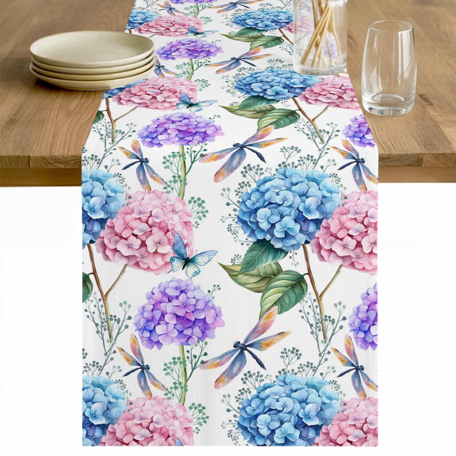 Botanical Flowers Table Runner 48 Inches Long Farmhouse Dress Scarves ...