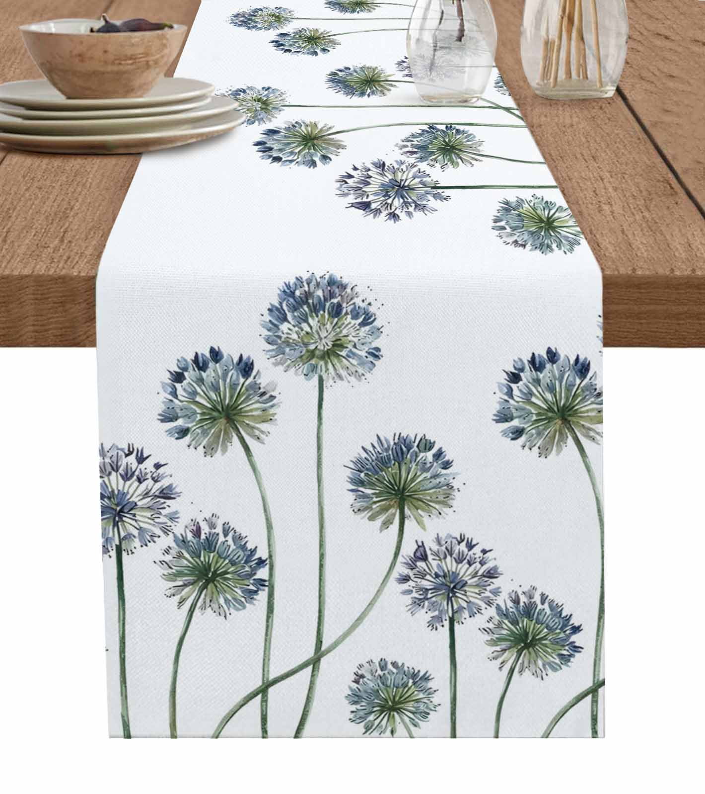 Botanical Flowers Table Runner 72 Inches, Simple Country Wild Florals ...