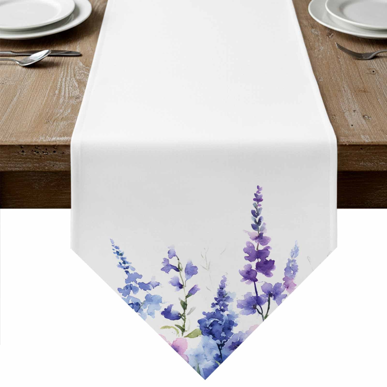 Botanical Flowers Table Runner Linen Burlap Table Runner 90 Inches Long ...