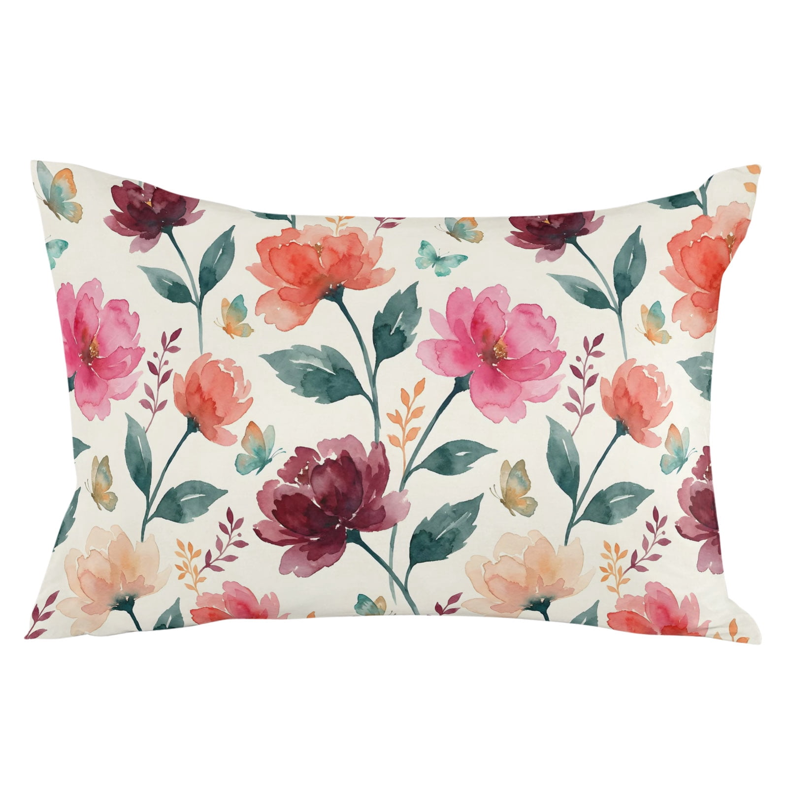 Botanical Flowers Throw Pillow Cover 12 x 20 Inch Decorative Pillow ...