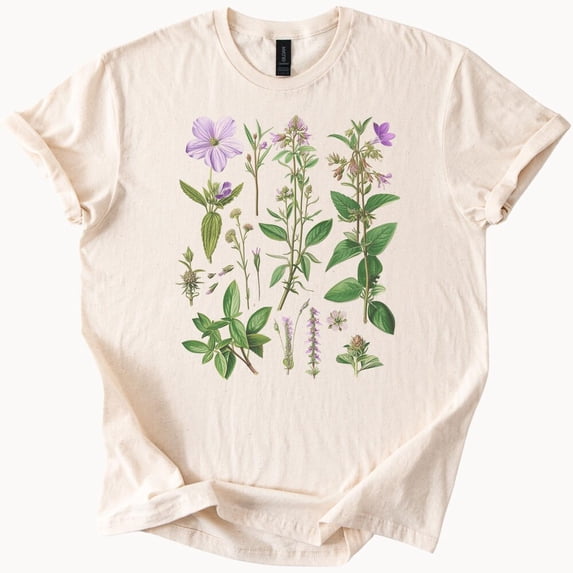 Botanical Flowers Tshirt Herb Garden Tee Floral Illustration Shirt ...