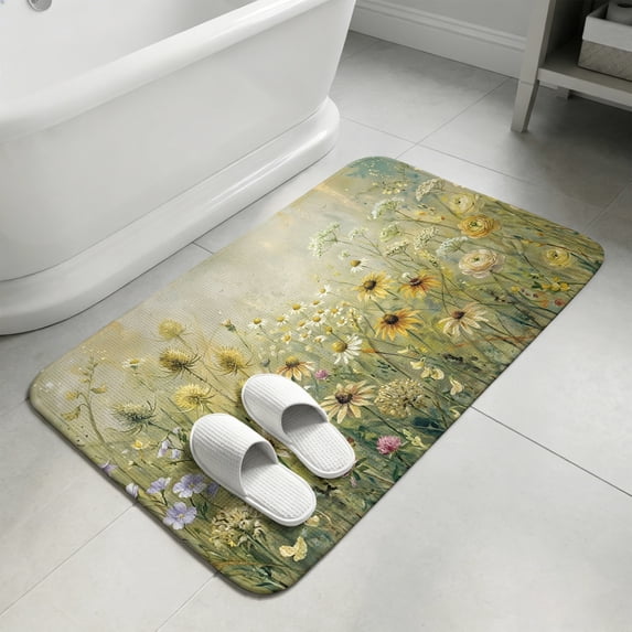 Botanical Flowers Washable Area Rugs for Living Room Bedroom, Large Non ...