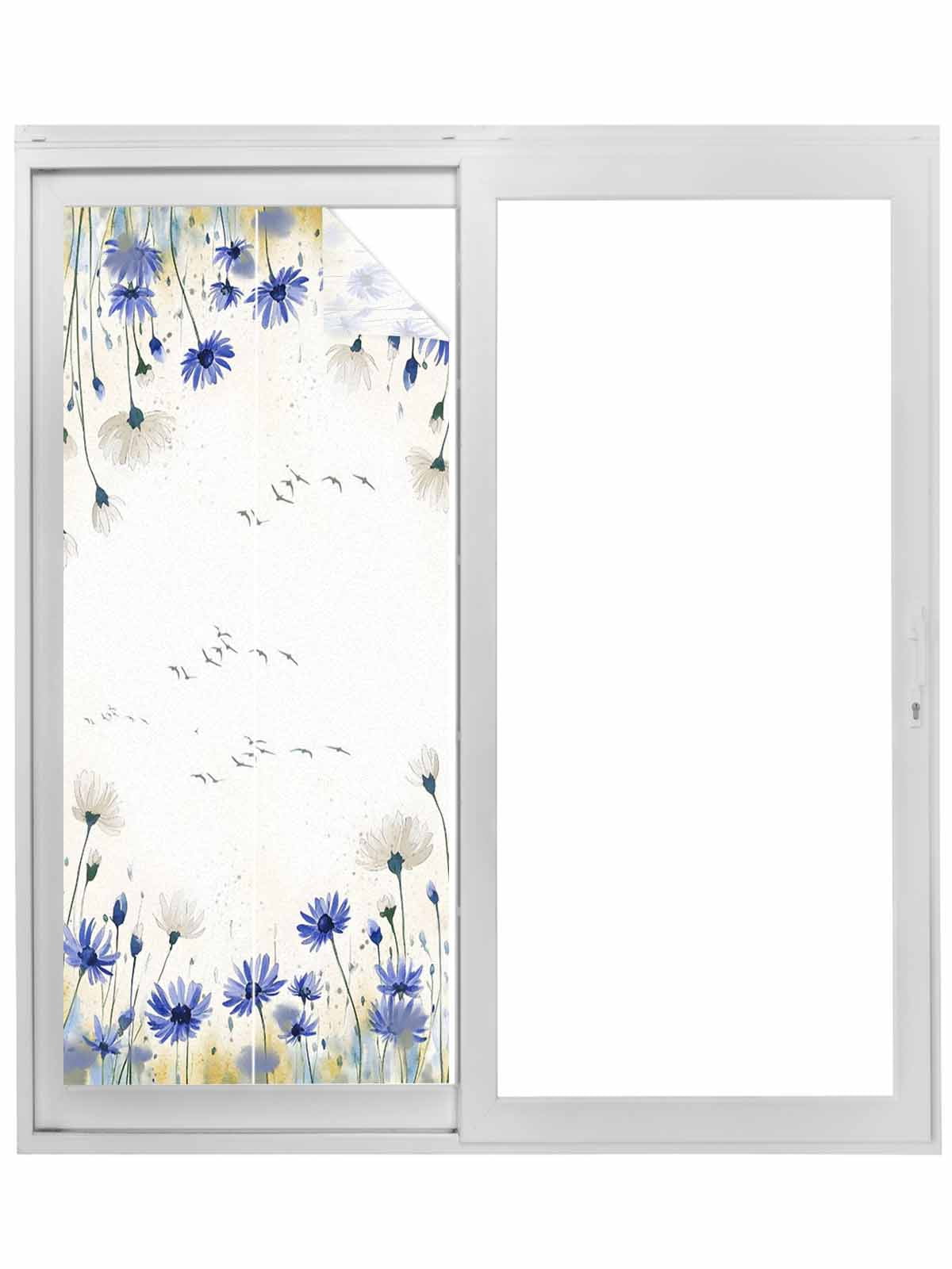 Botanical Flowers Window Privacy Film Stained Glass Window Film ...