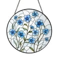 Botanical Forget Me Not Stained Glass Suncatcher, Round Window Hanging ...