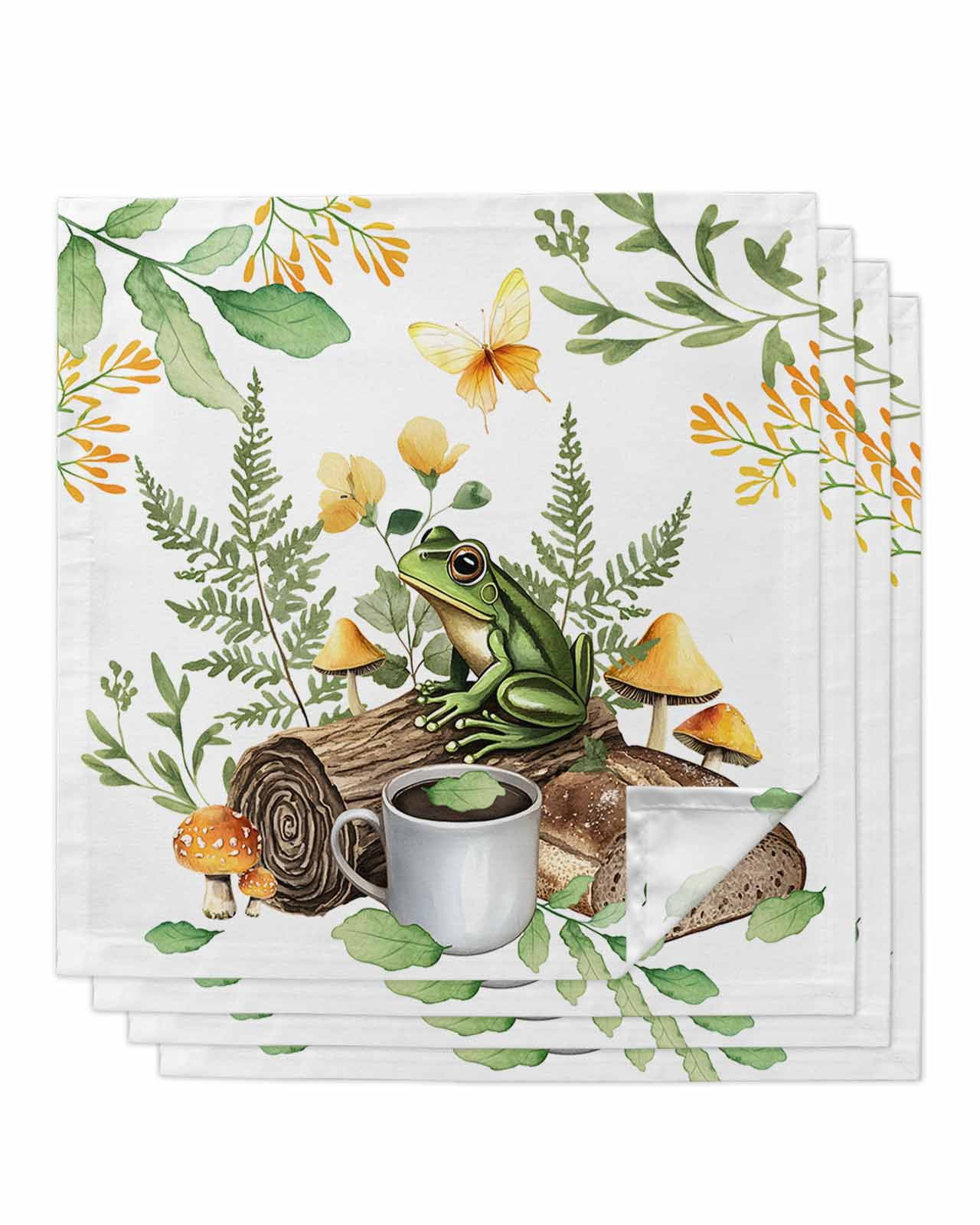 Botanical Frog Cloth Napkins Set of 4 Reusable Dinner Napkins ...