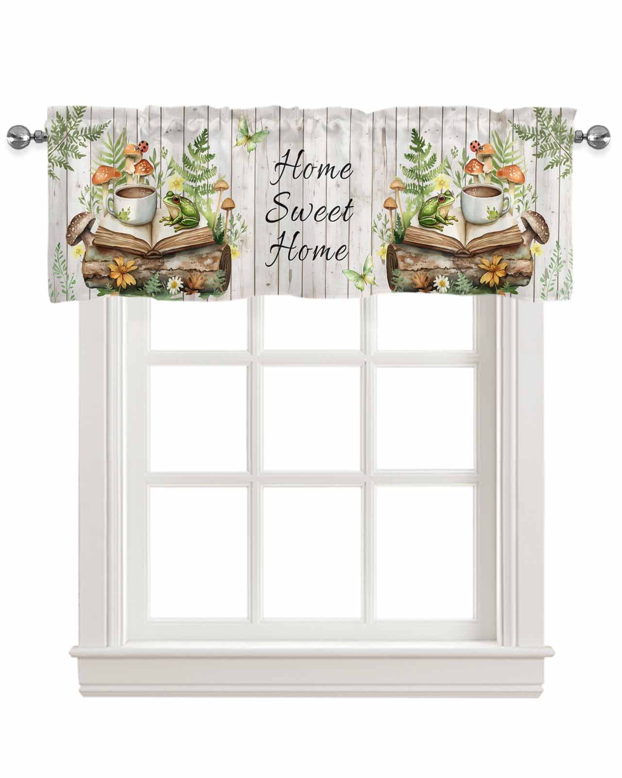 Botanical Frog Kitchen Valances for Windows Farmhouse Linen Window ...