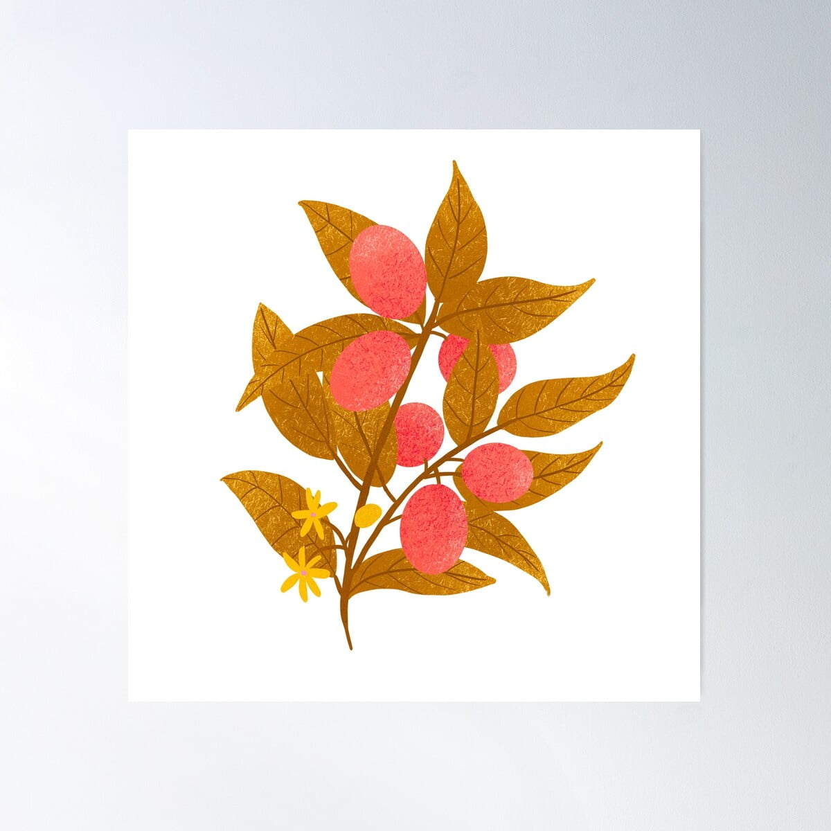 Botanical Fruit - Blush And Brown Palette Poster Wall Art, Modern Wall ...