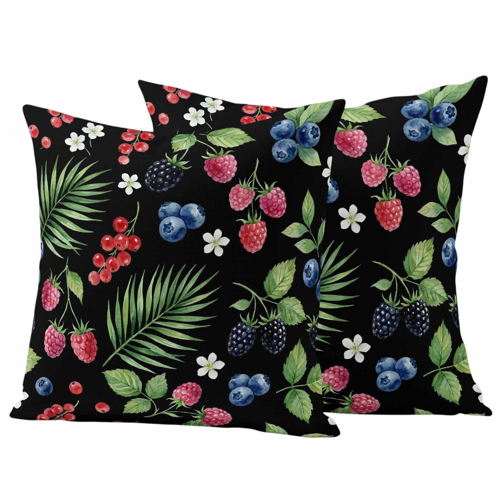 Botanical Fruit Outdoor Waterproof Pillow Covers, Retro Blueberry ...