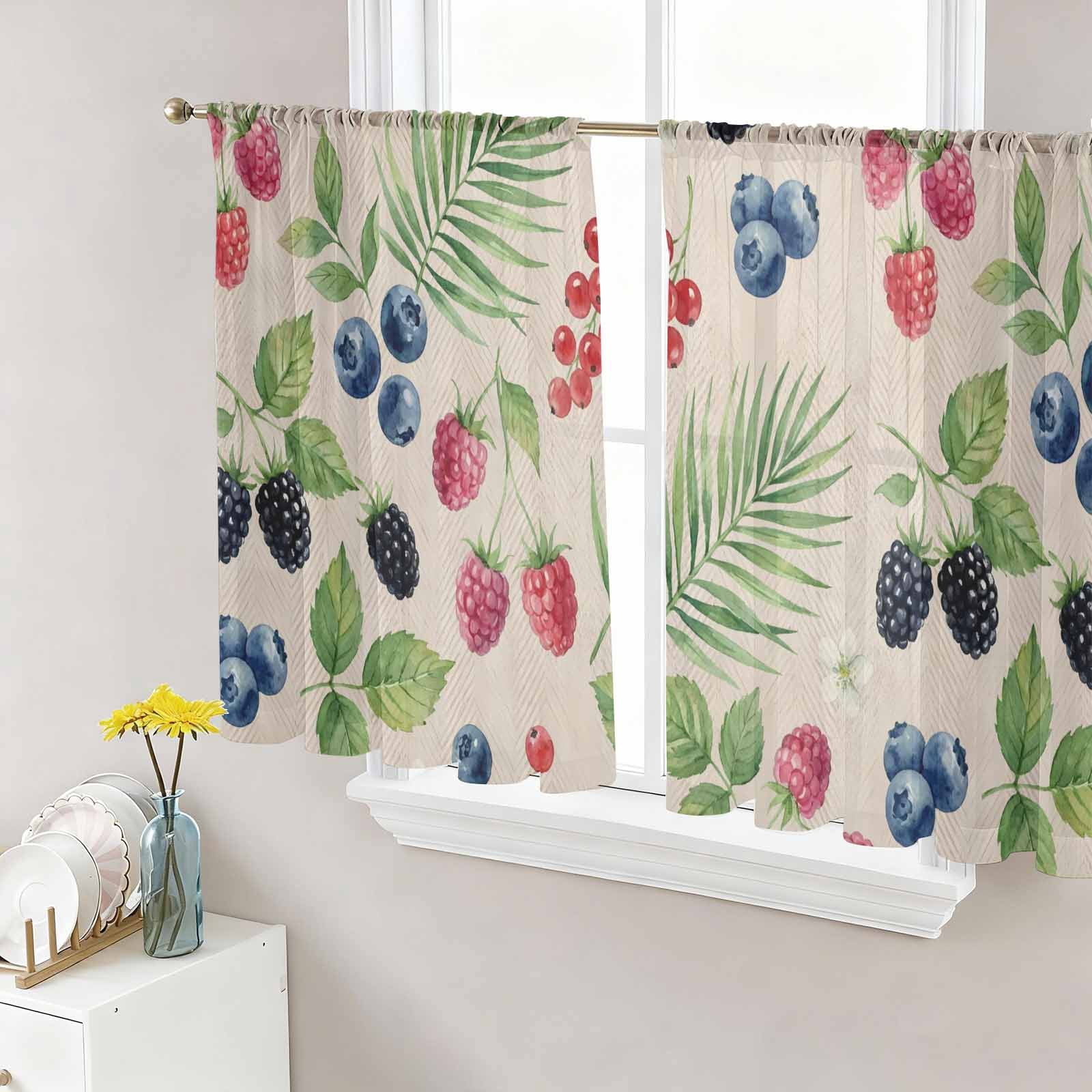 Botanical Fruit Sheer Curtains for Living Room Bedroom Vintage Summer ...