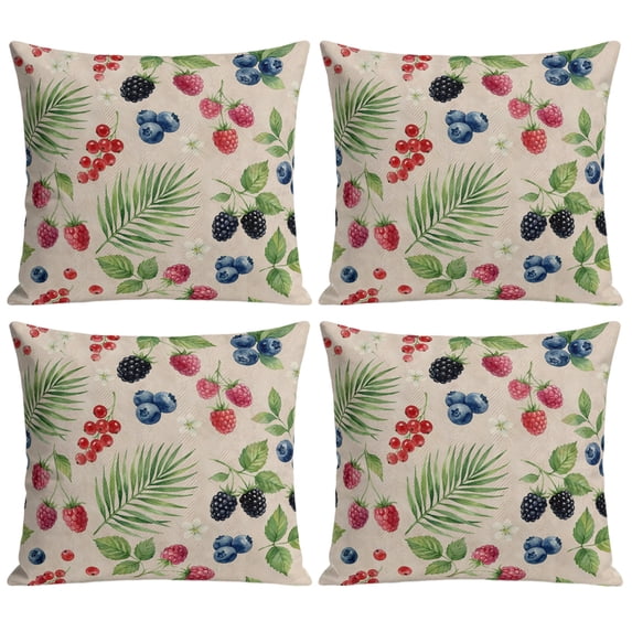 Botanical Fruit Throw Pillow Covers 18 x 18 Inch Pillow Covers Set of 4 ...