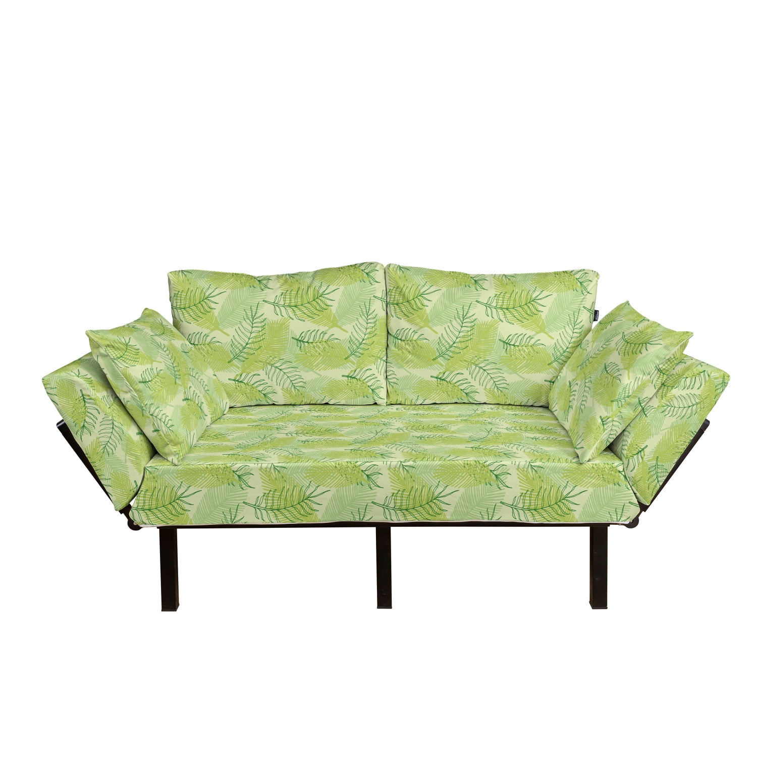 Botanical Futon Couch, Brush Stroke Palm Leaves and Sketch Exotic ...
