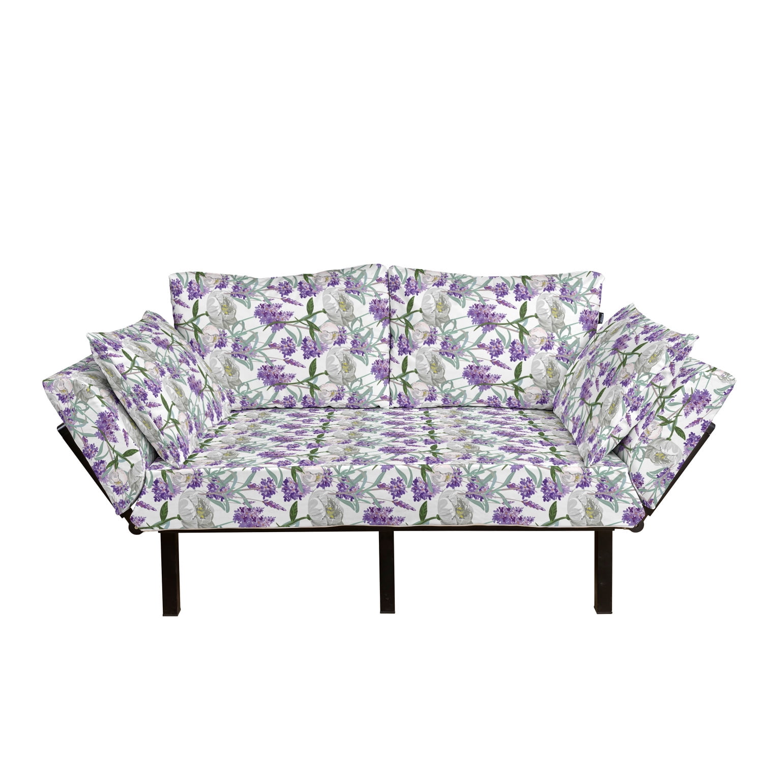 Botanical Futon Couch, Lavender and Peony Field Thriving Nature ...