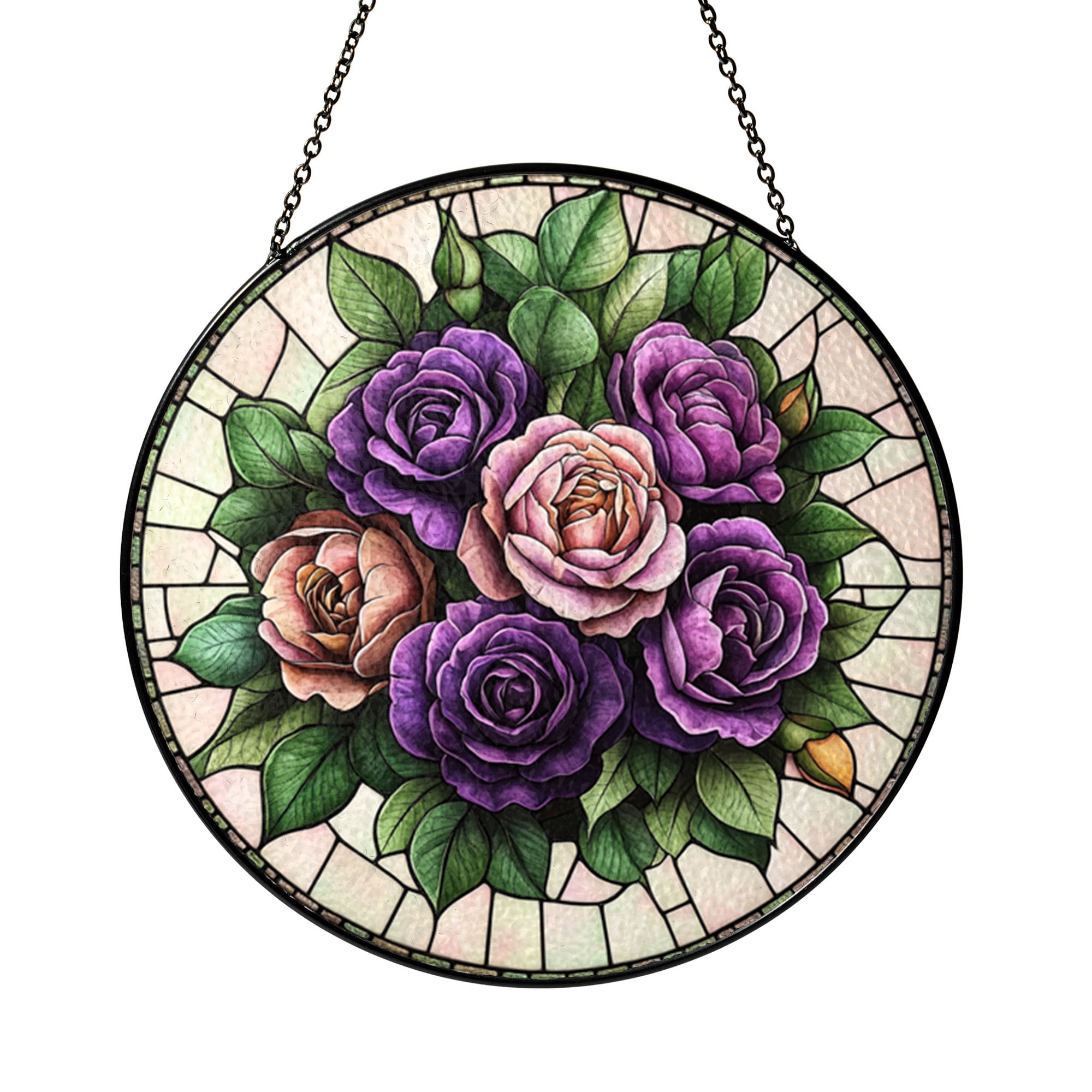 Botanical Garden Design Stained Glass Window Hanging, Decorative Glass ...