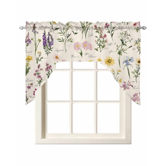 Botanical Garden Florals Kitchen Swag Valance for Window, Rod Pocket ...