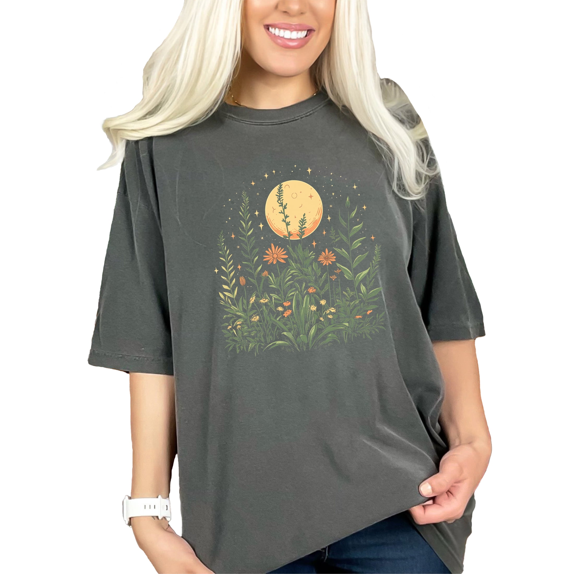 Botanical Garden Graphic Tee, Sun and Flowers T-Shirt, Nature Inspired ...