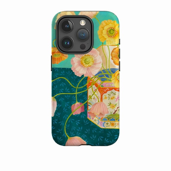 Botanical Garden Poppies Bloom Illustration Art iPhone Case 17 16 15 14 ...