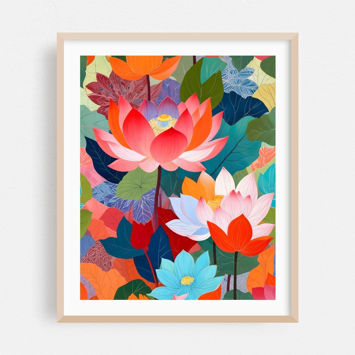 Botanical Garden Poster with Modern Floral Illustration Style Unframed ...