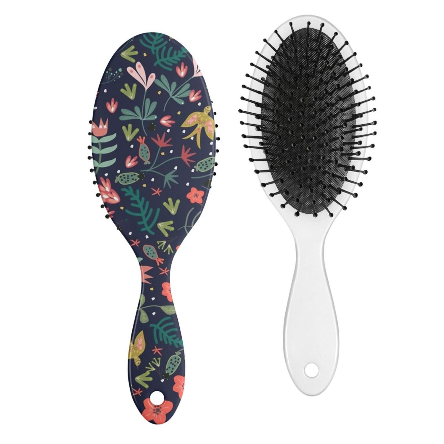 Botanical Garden Print Hair Brush, Vintage Floral Detangling Brush with ...