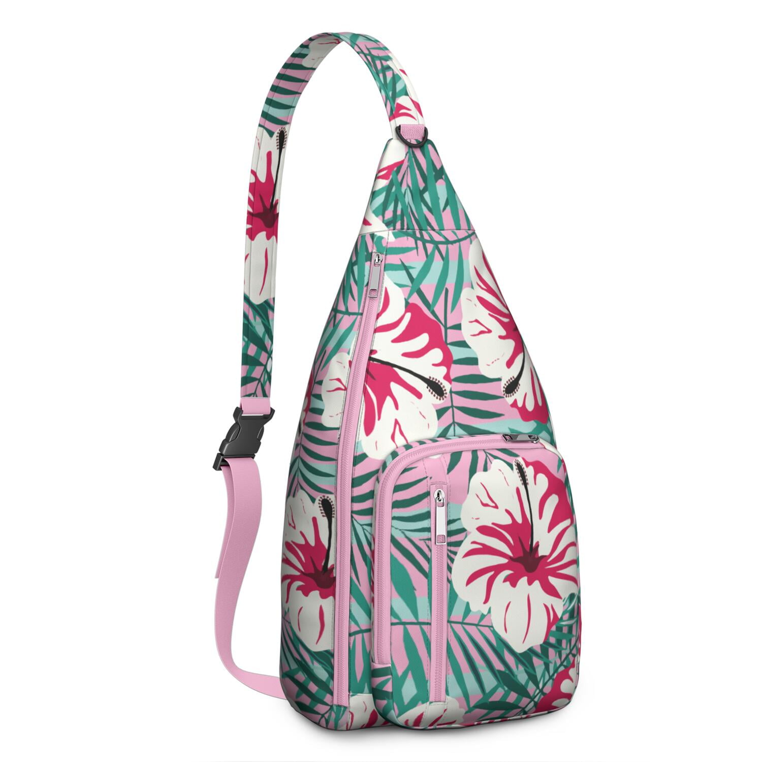 Botanical Garden Sling Backpack - Artistic Flower & Hummingbird Pattern ...
