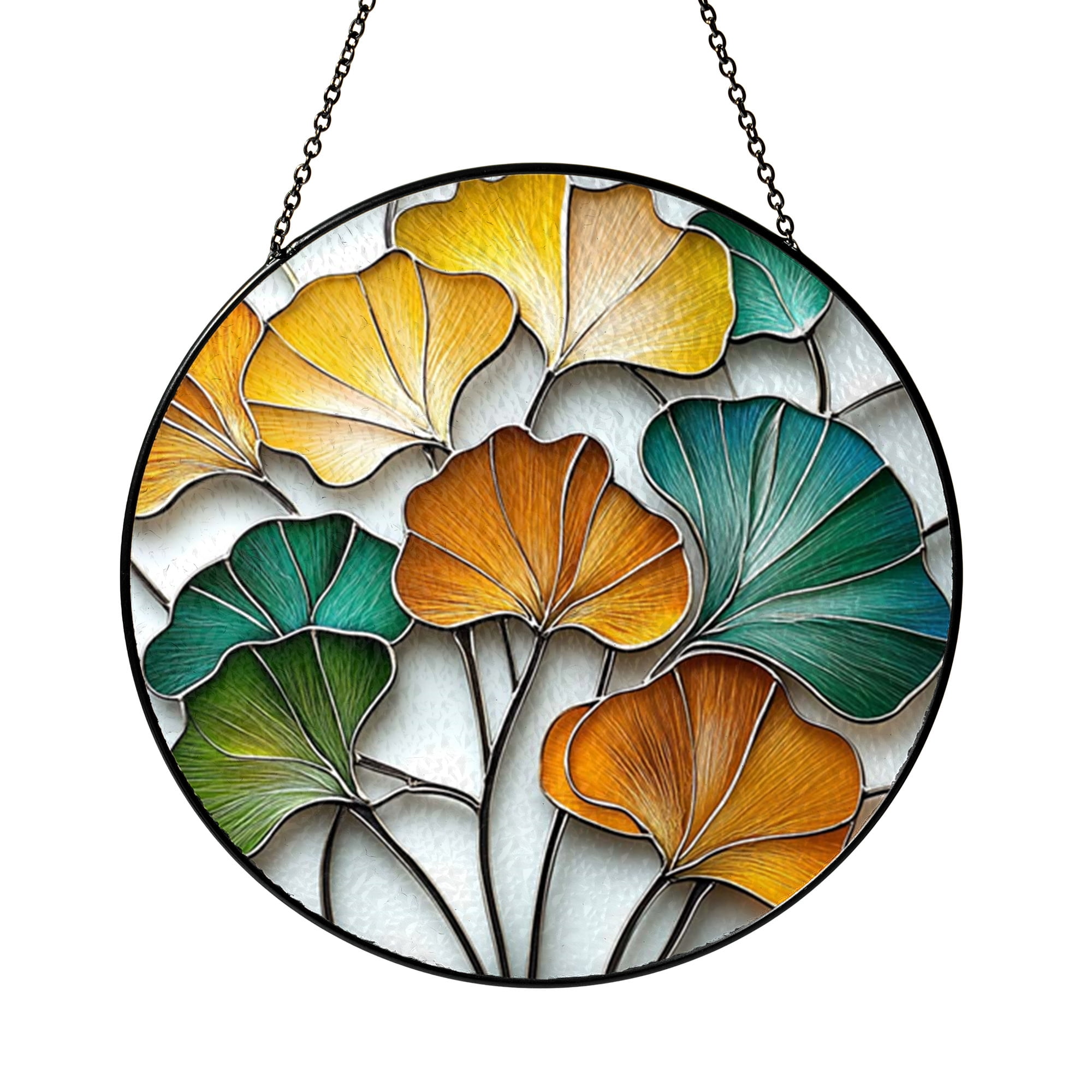 Botanical Ginkgo Leaf Glass Suncatcher – Decorative Window Hanging Art ...