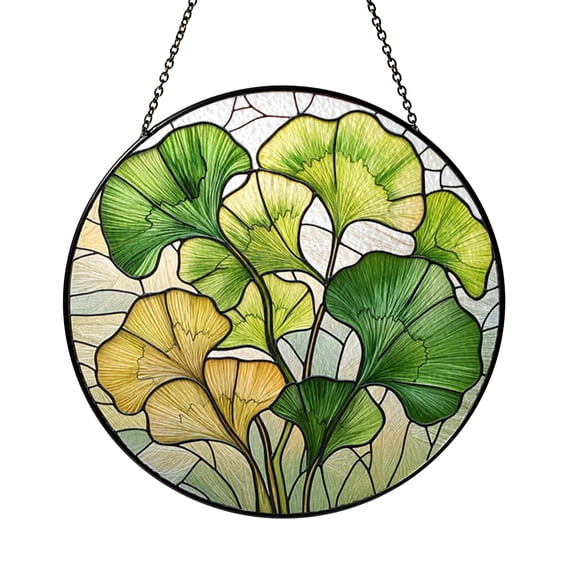 Botanical Ginkgo Leaf Stained Glass Suncatcher, Decorative Window ...