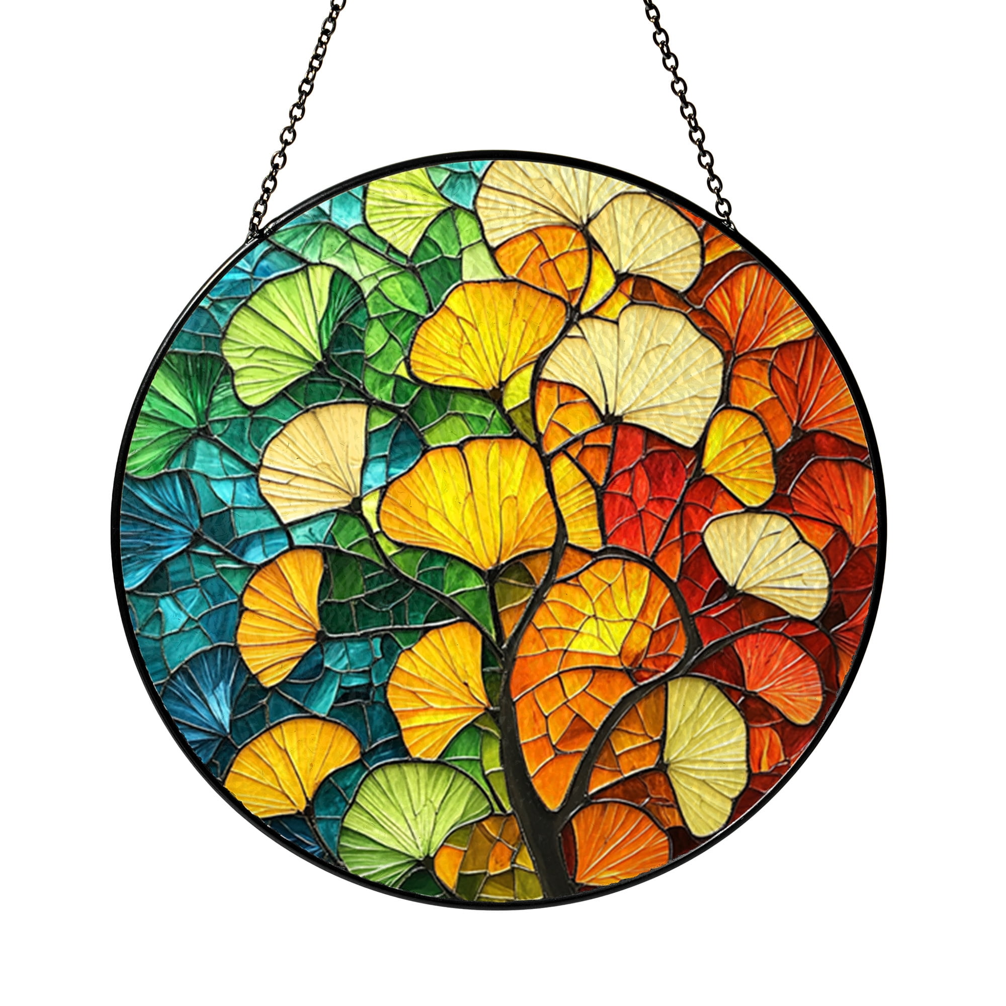 Botanical Ginkgo Leaf Sun Catcher Glass Window Ornament Nature Inspired ...