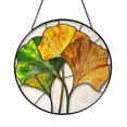 Botanical Ginkgo Leaf Window Suncatcher – Round Decorative Glass Style ...