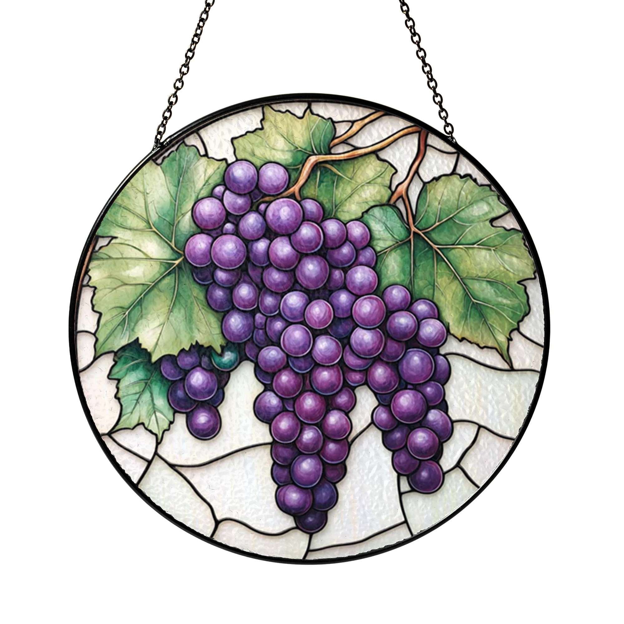 Botanical Grape Vine Stained Glass Style Suncatcher Window Decor ...
