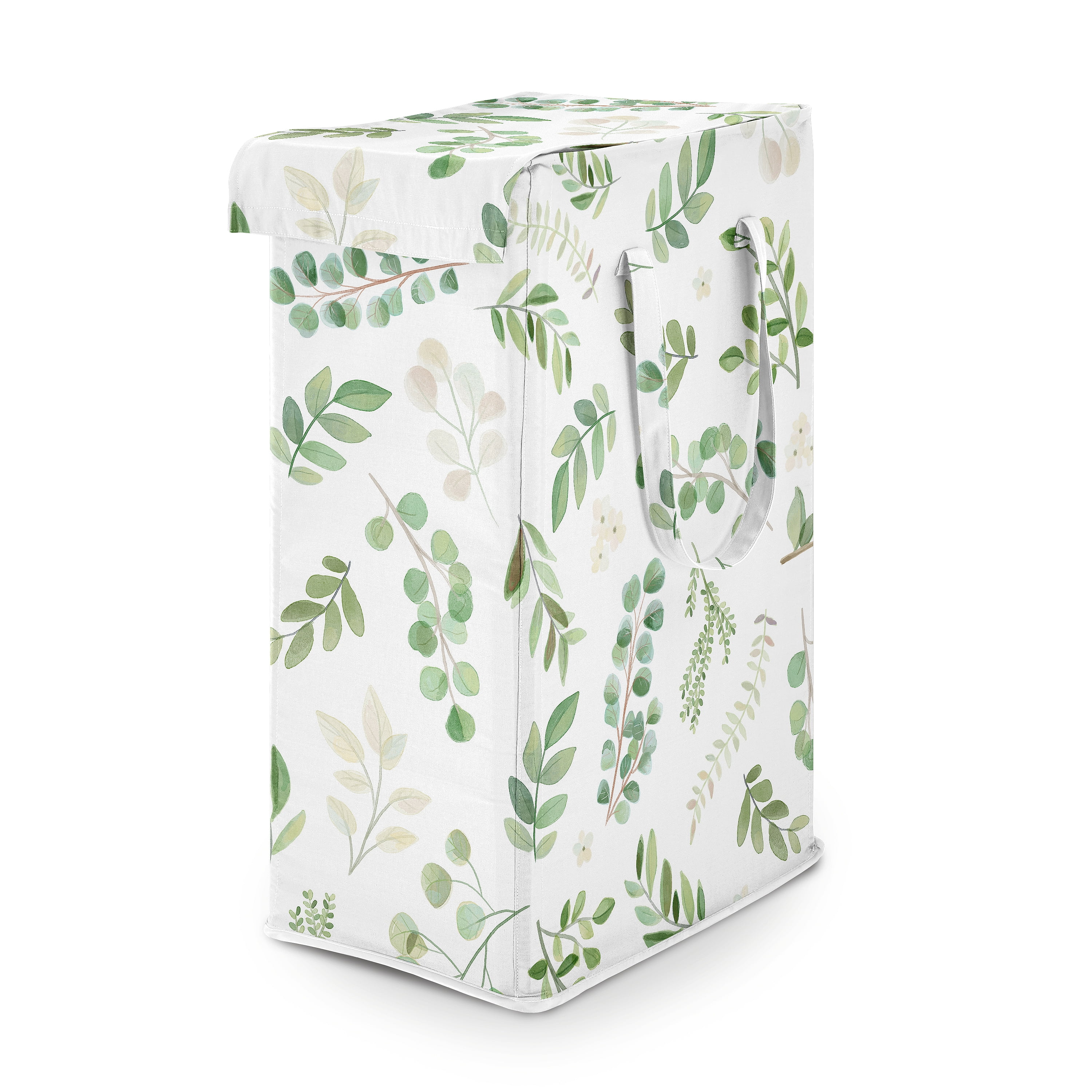 Botanical Green Foldable Laundry Hamper with Handles Boy or Girl Gender ...