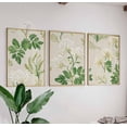 Botanical Green Leaf White Flower Set 3 Stretched Canvas 12x18 ...