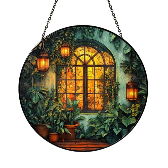 Botanical Greenhouse Stained Glass Window Hanging, Plant Lover ...