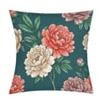 Botanical Hand-Drawn Peony Blooms on Dark Teal Background 2-Pack ...