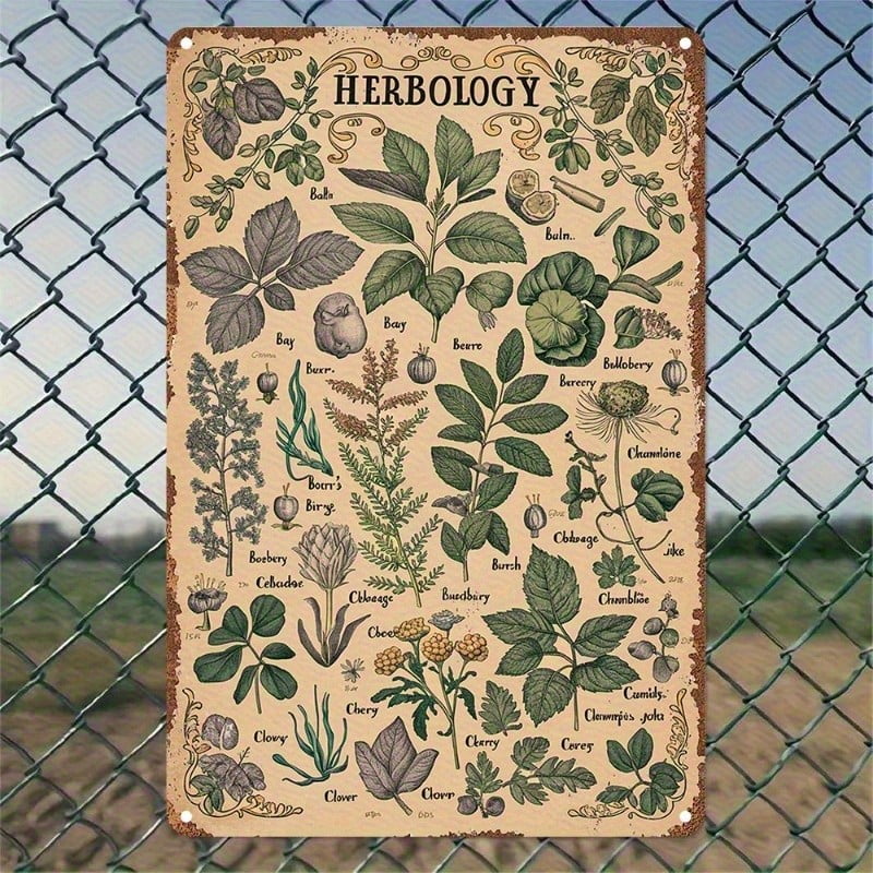 Botanical Herbology Metal Sign Vintage Herbal Plant Rustic Wall Art ...