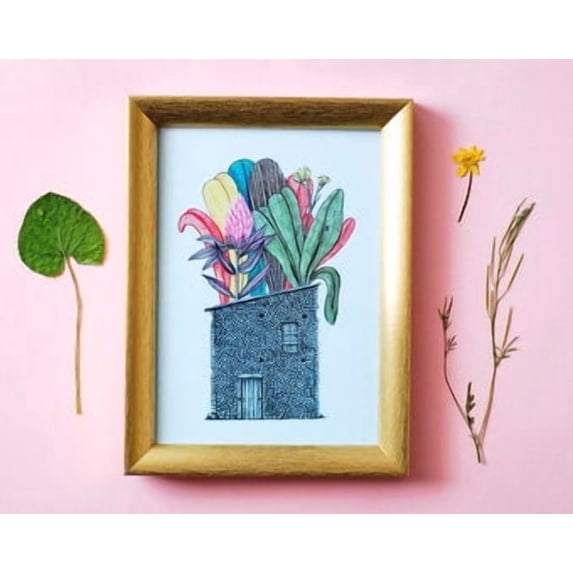 Botanical House Poster Colorful Botanical Illustration , Poster Print ...