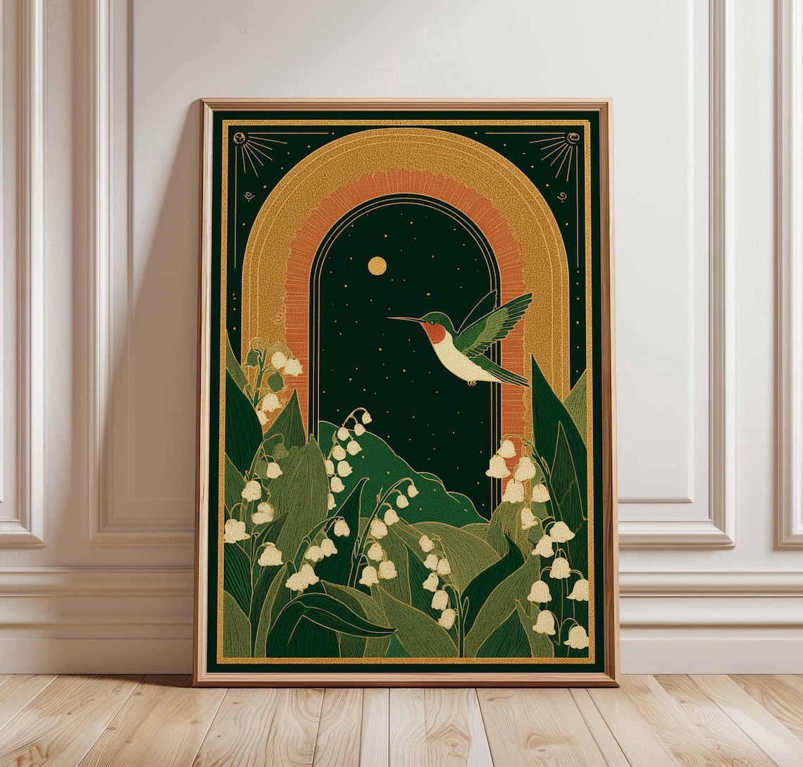 Botanical Hummingbird Cottagecore Vintage Goth Dark Academia Witchy ...